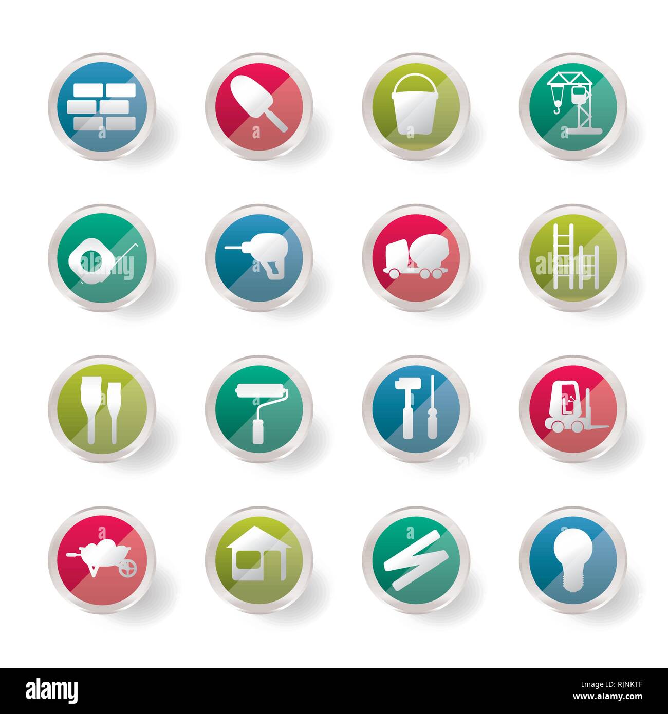 Construction and Building Icon Set over colored background. Easy To ...