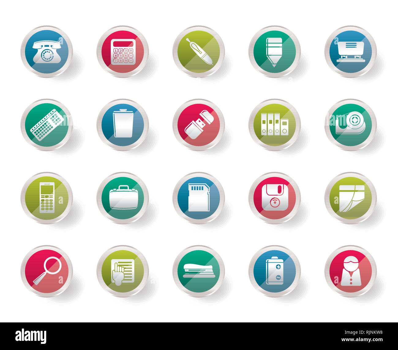 Simple Office tools Icons over colored background - vector icon set 3 ...