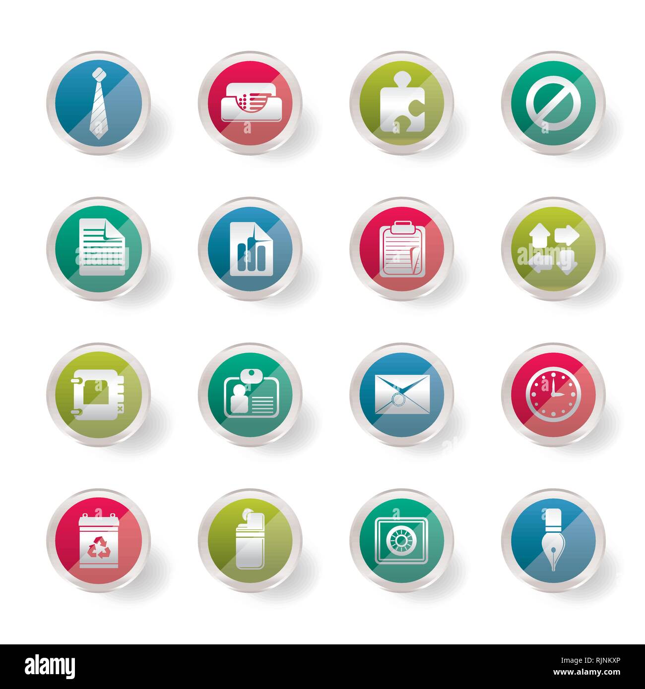 Stylized Simple Business and Office Icons over colored background ...