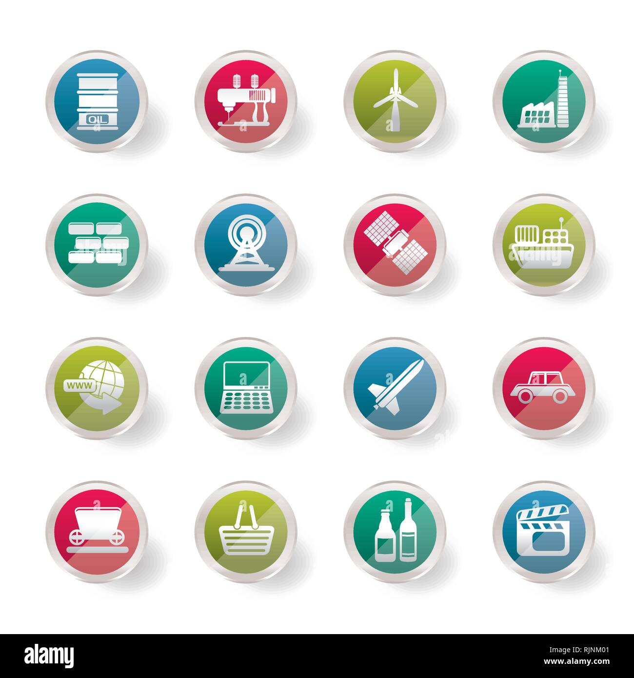 Simple Business and industry icons over colored background - Vector ...