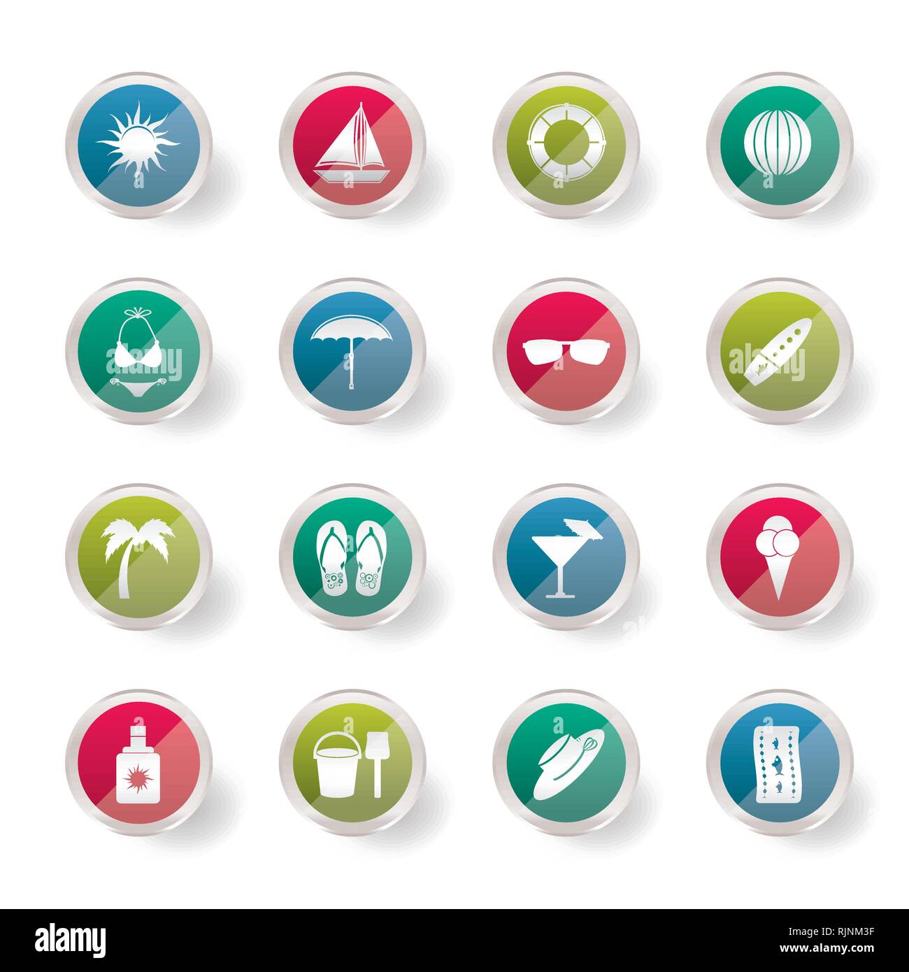Summer and Holiday Icons over colored background - Vector Icon Set ...