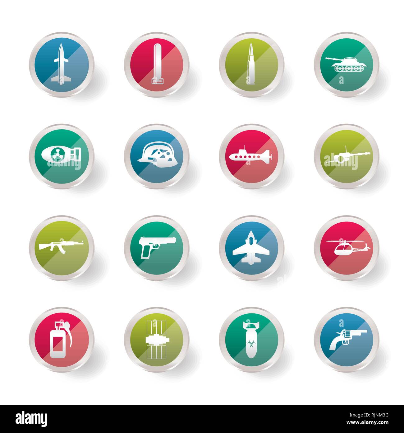 Simple weapon, arms and war icons over colored background - Vector icon ...