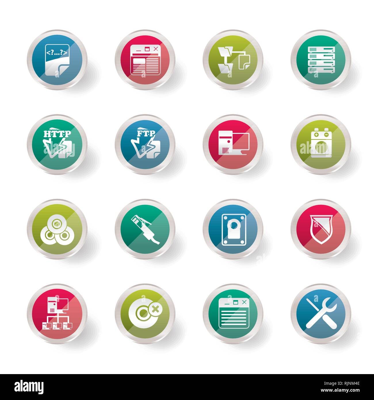 Server Side Computer icons over colored background - Vector Icon Set ...