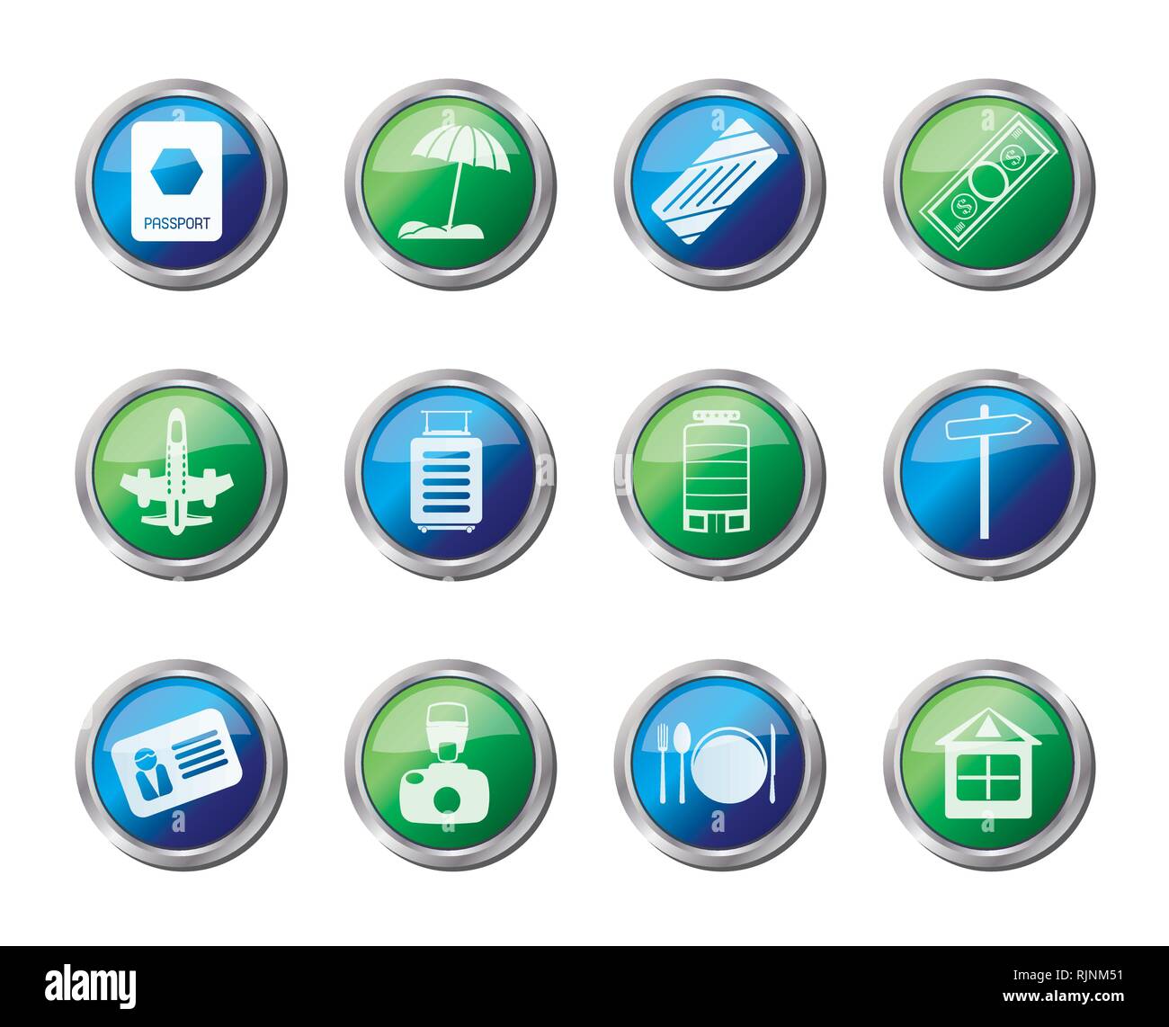Travel, Holiday and Trip Icons over colored background - Vector Icon ...