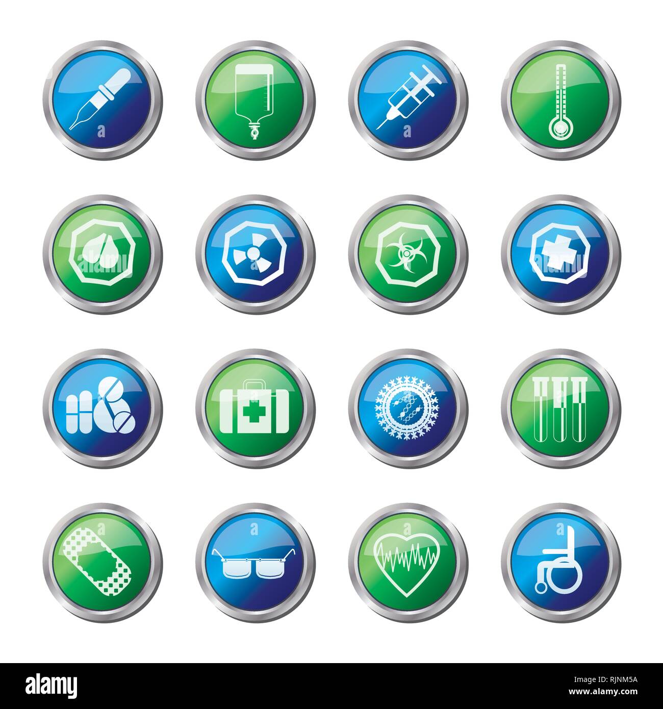 Medical themed icons and warning-signs over colored background - vector ...