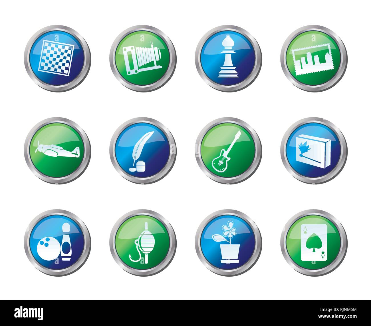 Hobby, Leisure and Holiday Icons over colored background - Vector Icon ...