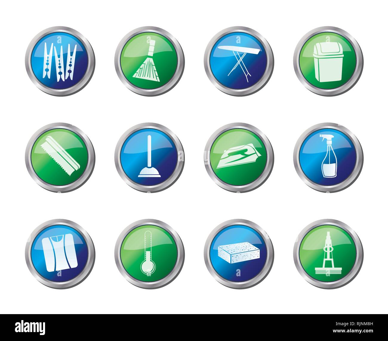 Home objects and tools icons over colored background - vector icon set ...