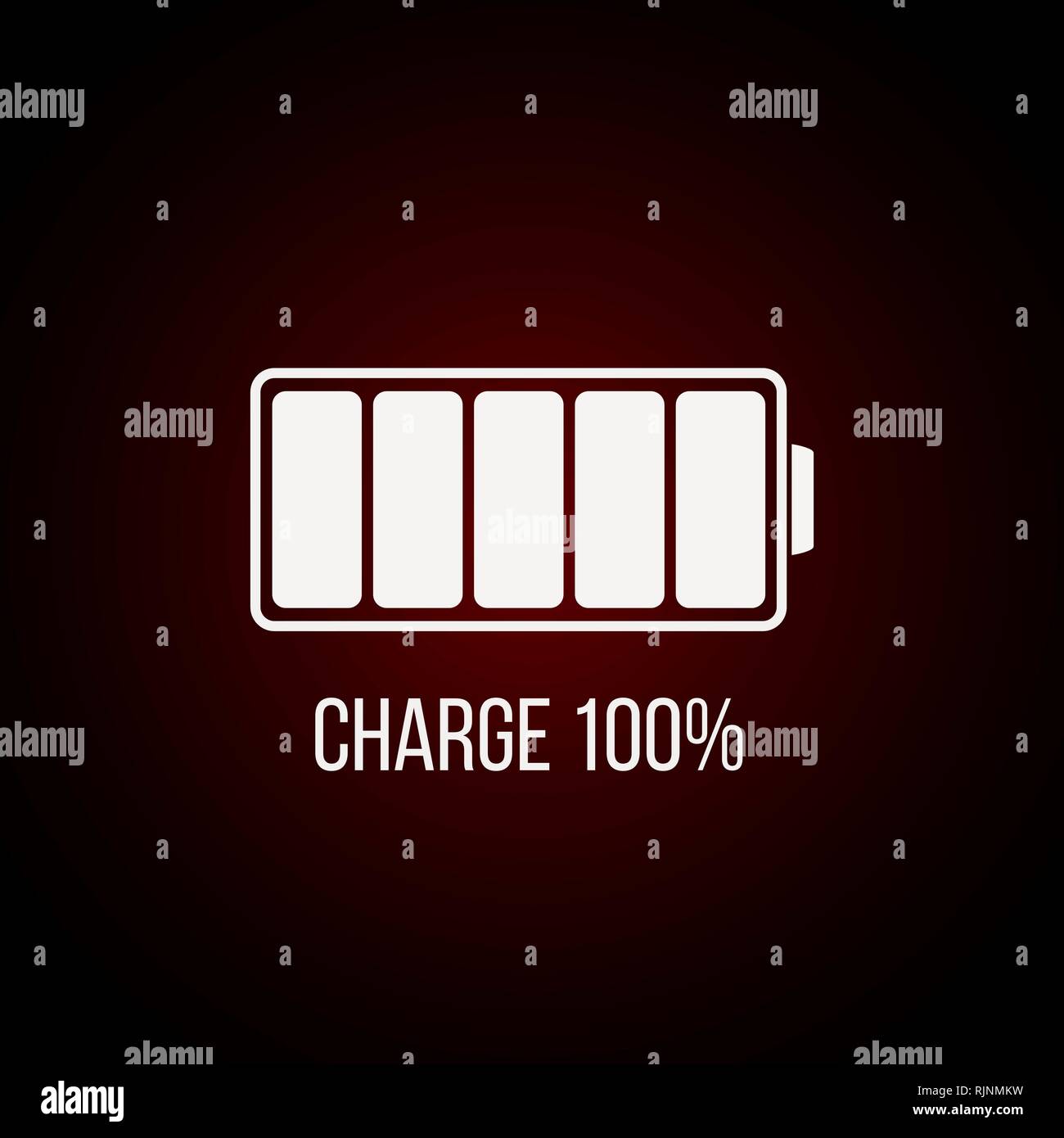 fully charged battary icon on dark background Stock Vector Image & Art ...