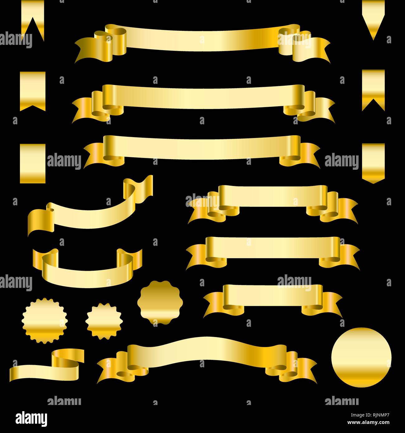 Set of golden ribbons and labels. Heraldic banners vector illustration ...