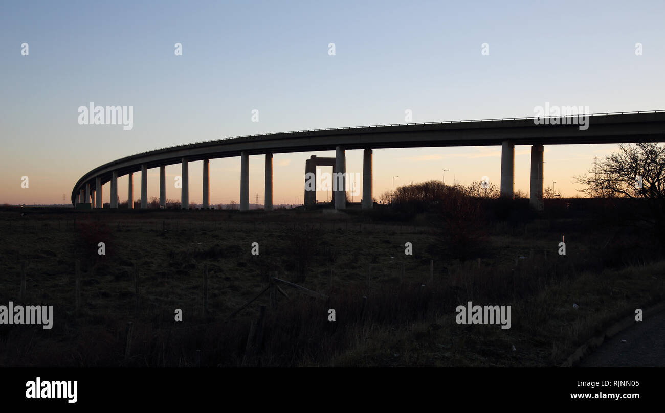 the road bridge connecting the isle of sheppey to kent over the river ...