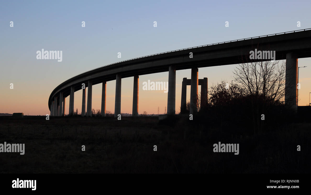 the road bridge connecting the isle of sheppey to kent over the river ...