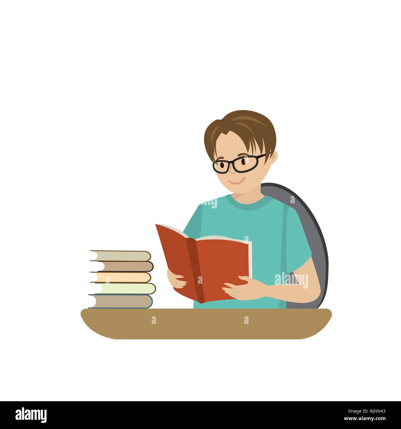 Boy Reading A Book Animated