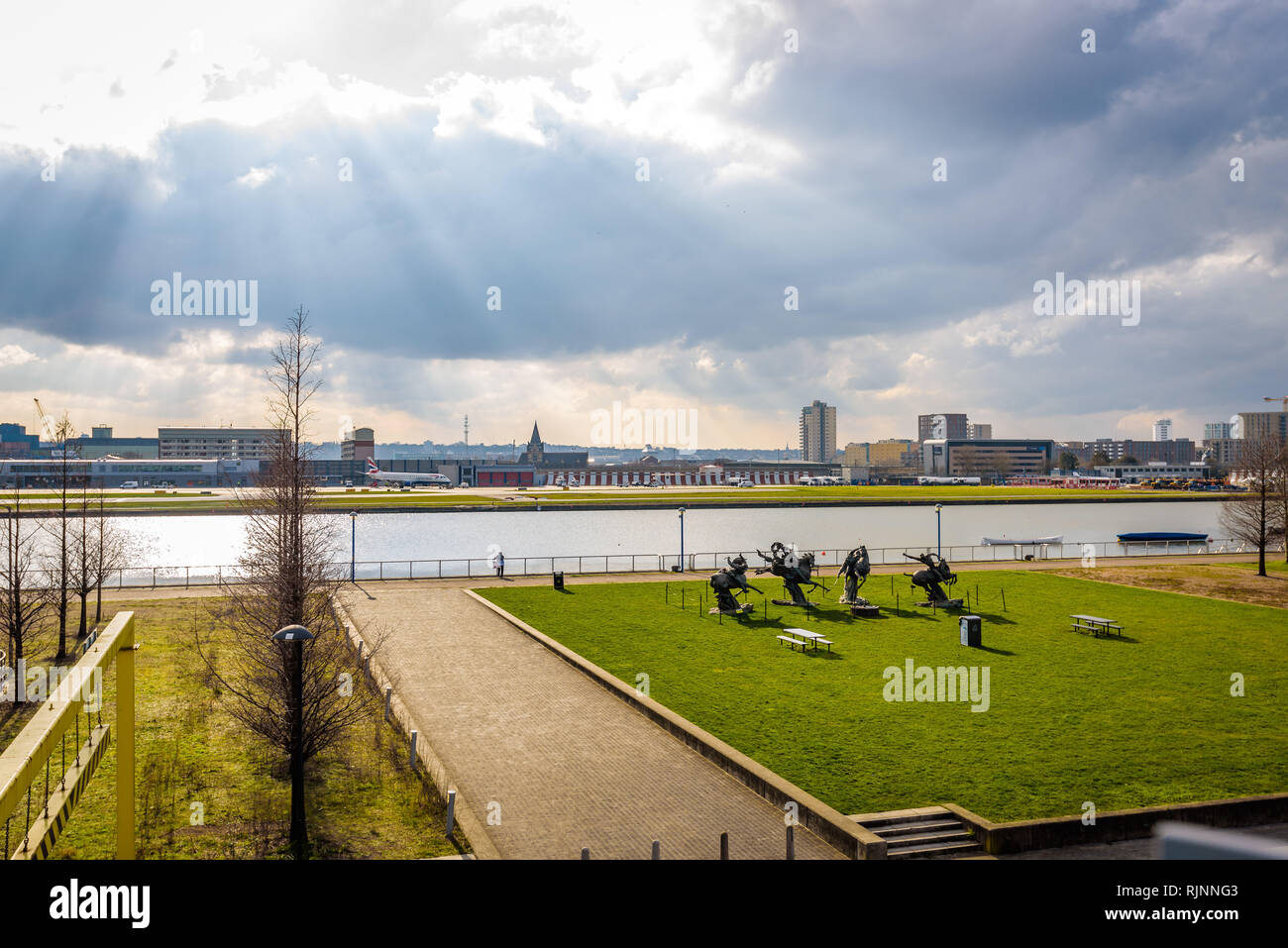 Waterside Park near Newham Dockside, with spectacular views of London ...