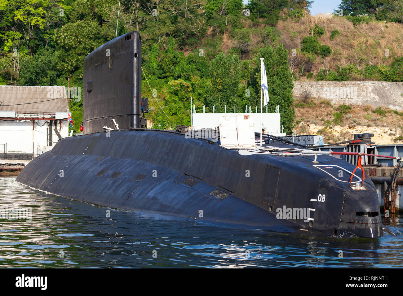 Russian submarine in a port Stock Photo - Alamy