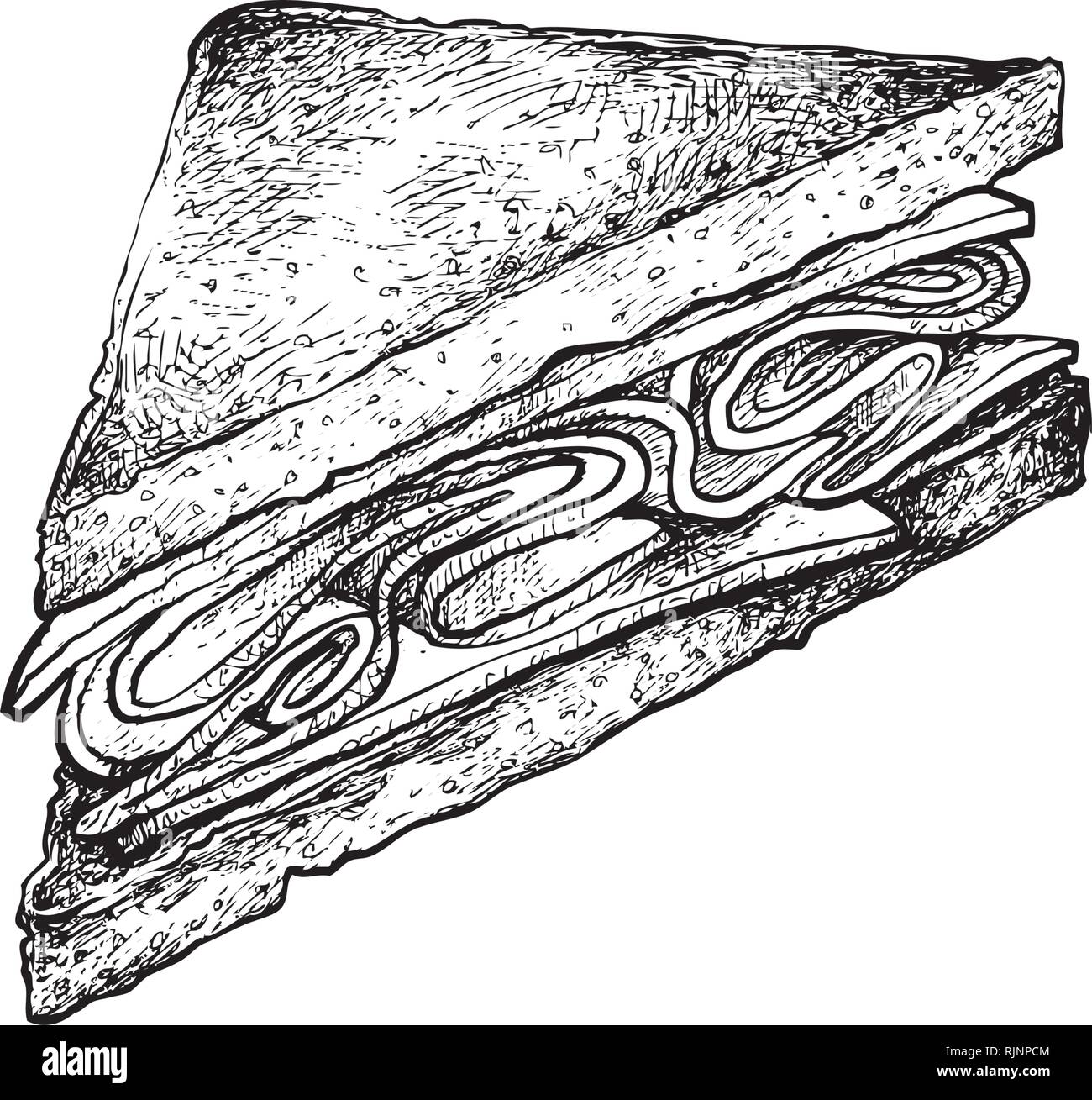 Illustration Hand Drawn Sketch of Delicious Homemade Freshly Club ...