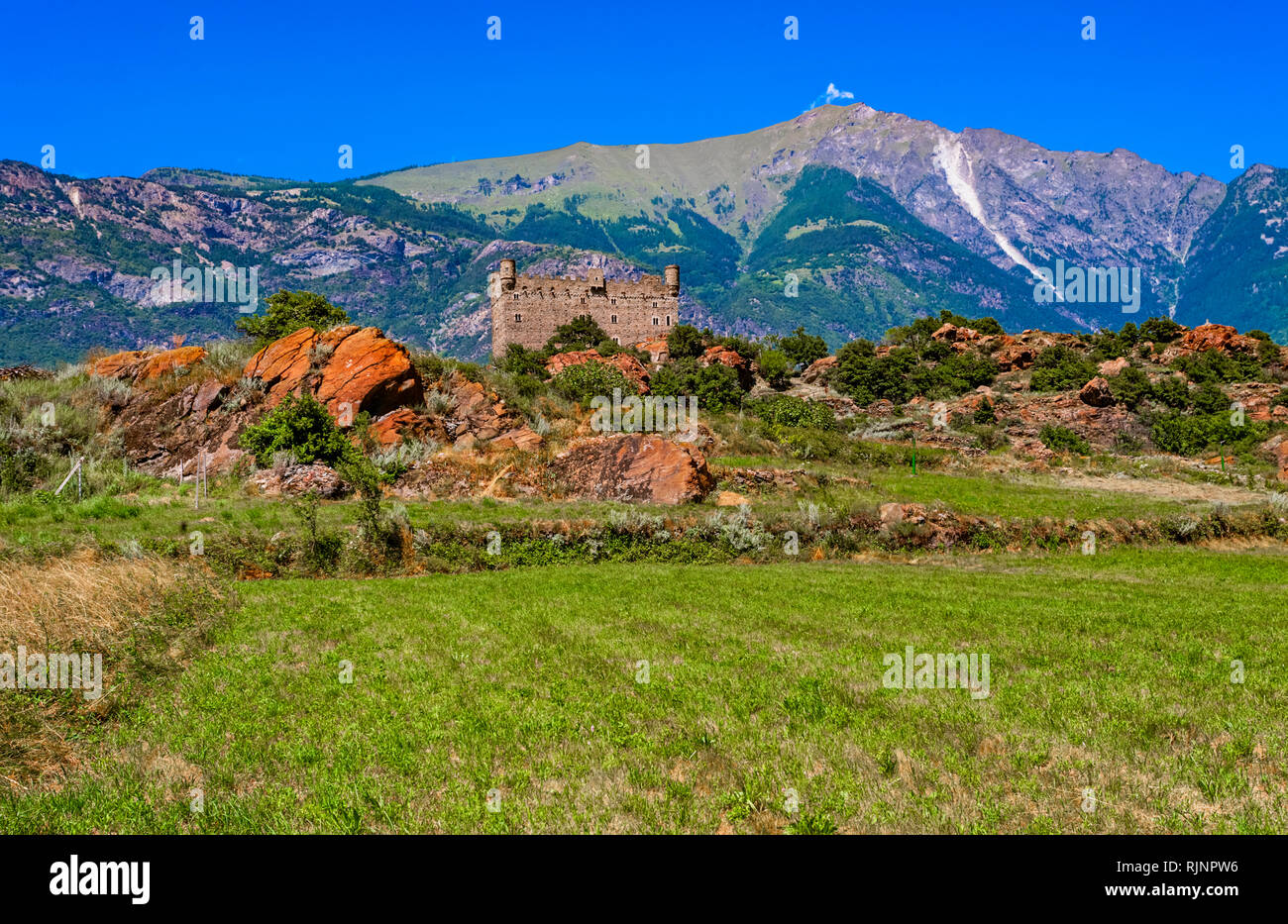 Italy Valle D'Aosta Chatillon Ussel Castle Stock Photo - Alamy