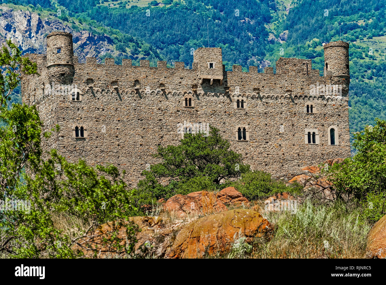 Italy Valle D'Aosta Chatillon Ussel Castle Stock Photo - Alamy