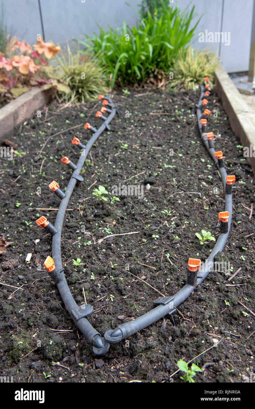 Irrigation system with irrigation nozzles, spring, Manche, France Stock ...