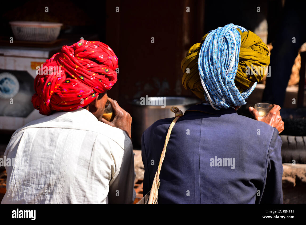 Turbans, tea chai, Street Photography, Bundi, Rajasthan, India Stock ...