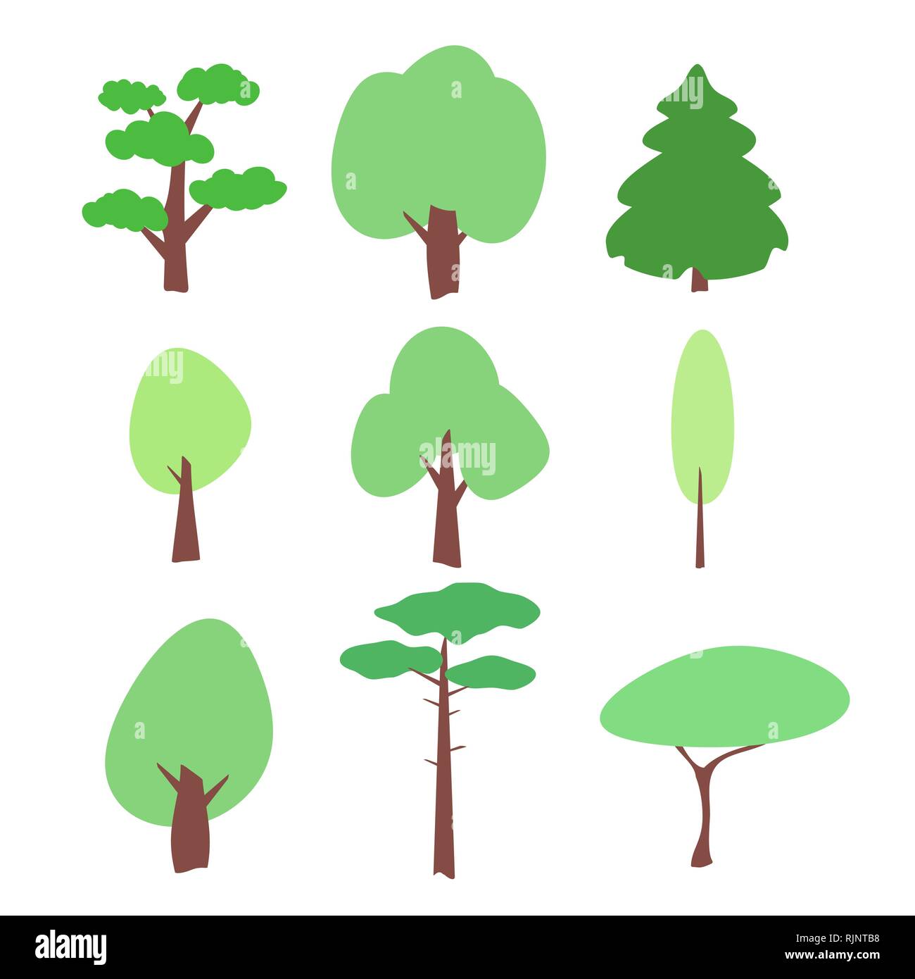 flat tree icons set on a white Stock Vector Image & Art - Alamy