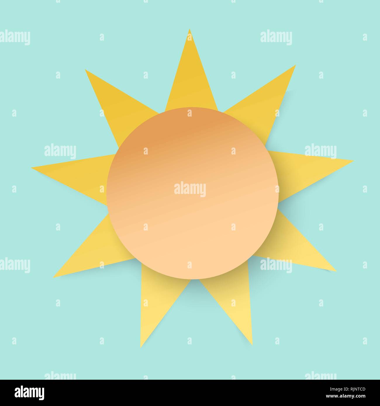 White paper cut sun. 3d paper art style. Weather illustration Stock ...
