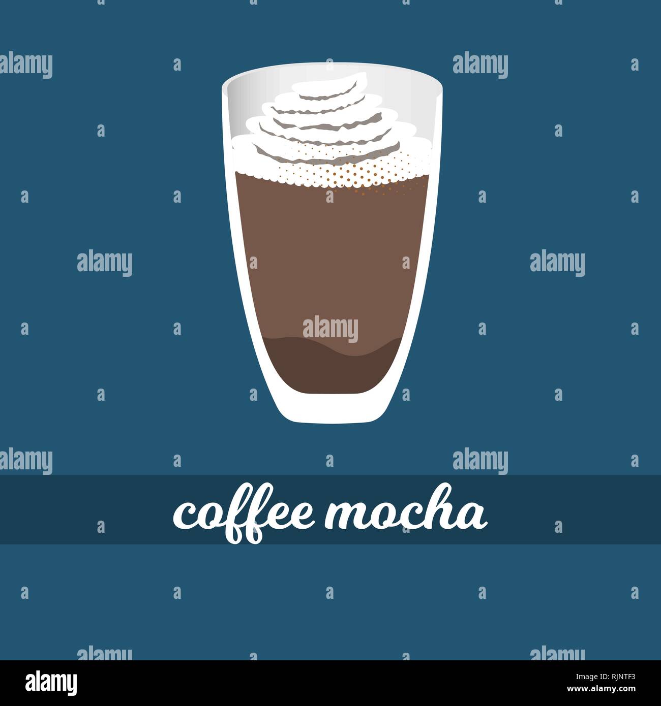 Mocha coffee cup with whipped cream and chocolate vector illustration ...