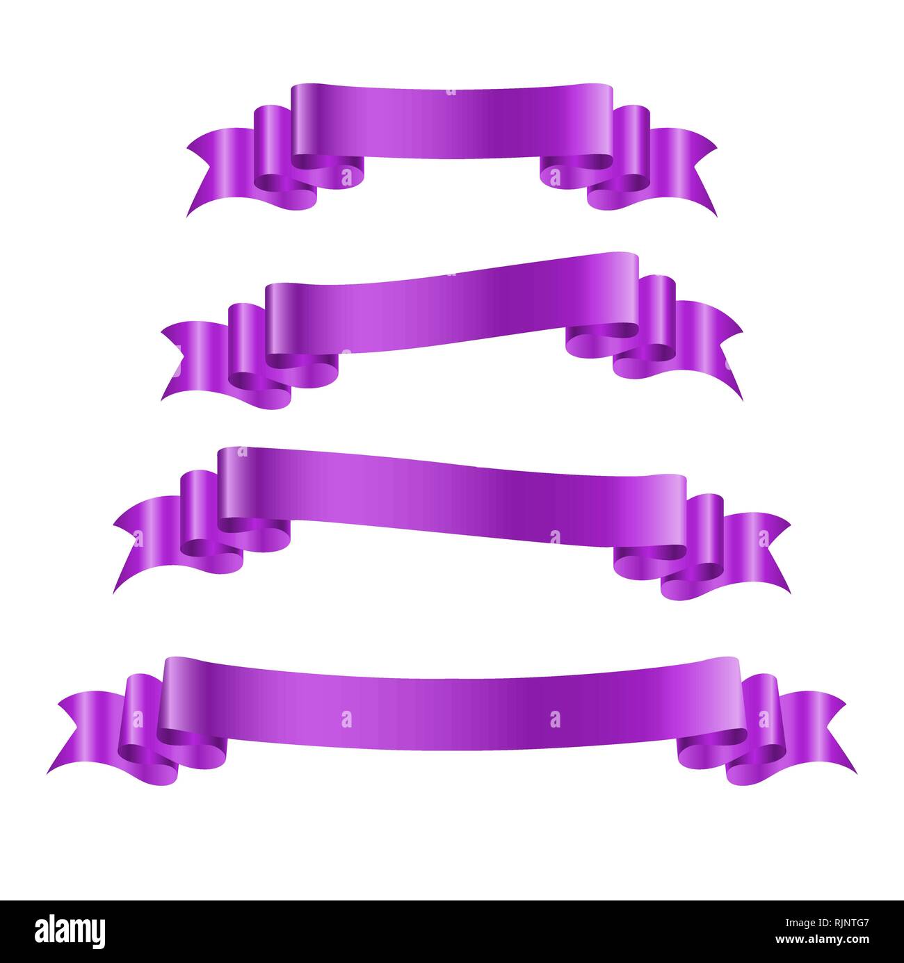 Purple Ribbon Banner Graphics Purple Ribbon Banners Set. Old Vintage
