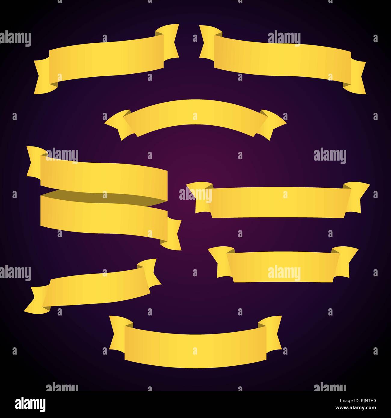 Yellow web ribbon banners set. Vector illustration for design Stock ...