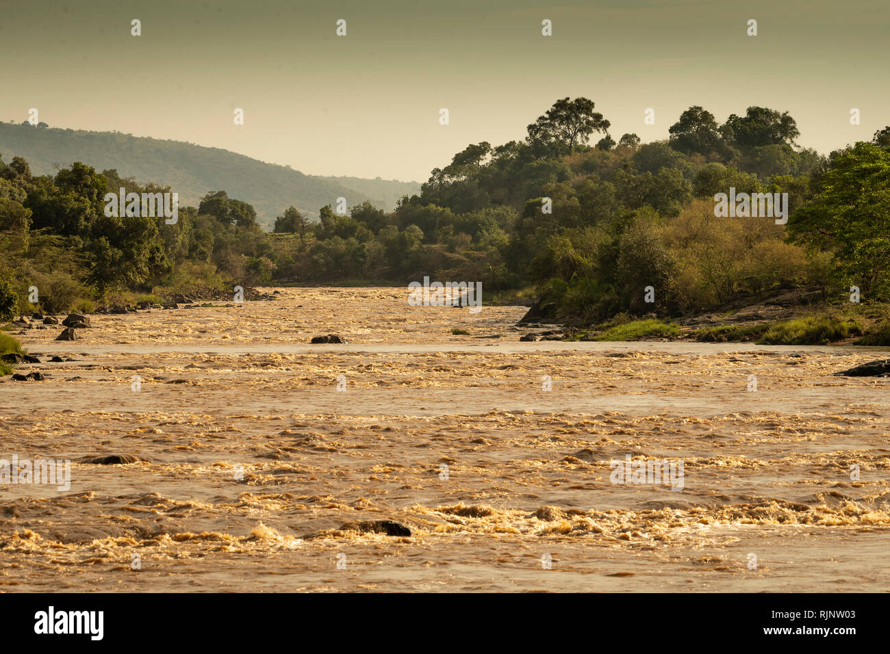 Mara river from the bridge into the triangle on the road to the Olulolu ...