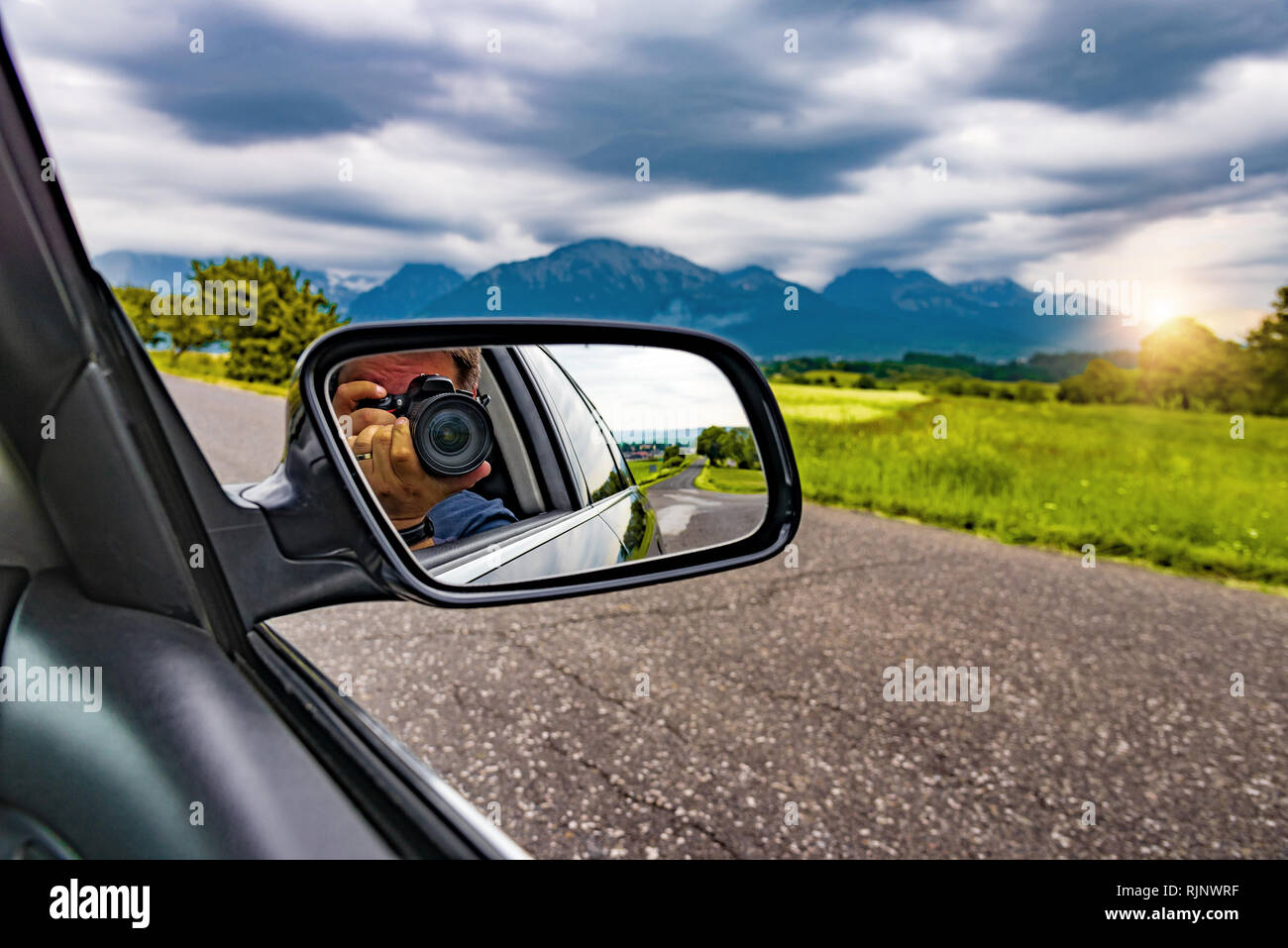 Car Mirror Reflection Photography