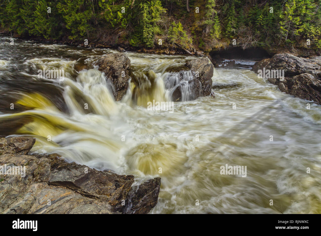 In spring, when the snow melts, the water plunges down the waterfalls with tremendous force ...