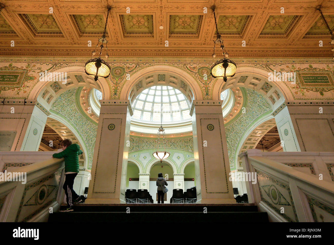 The Main Staircases Of Chicago Culture Center With The Tiffany Glass