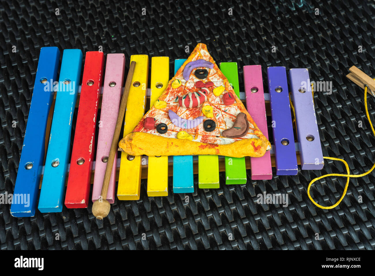 A decorative xylophone in the fishing village of Tai O on Lantau Island ...