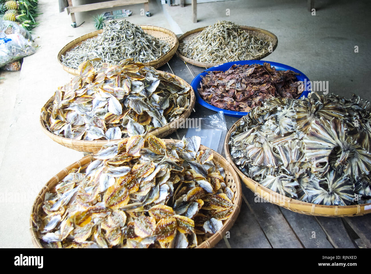 Dried fish in large quantities. Warehouse of dried fish on the market ...