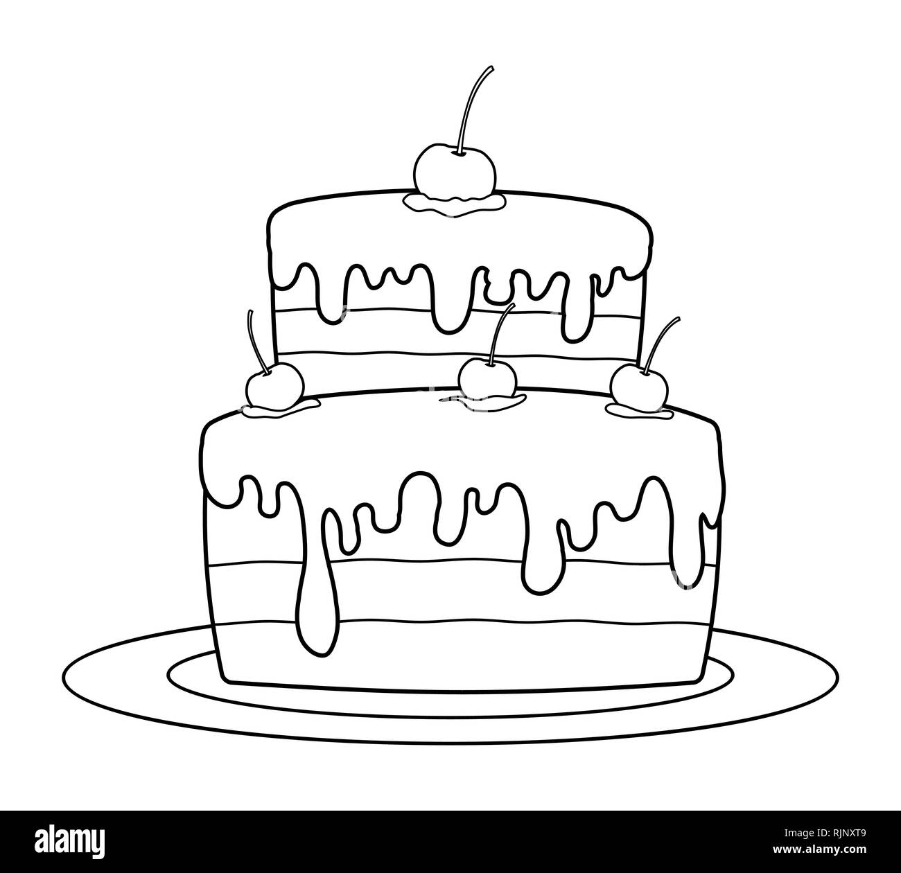 Birthday cupcake drawing Black and White Stock Photos & Images - Alamy