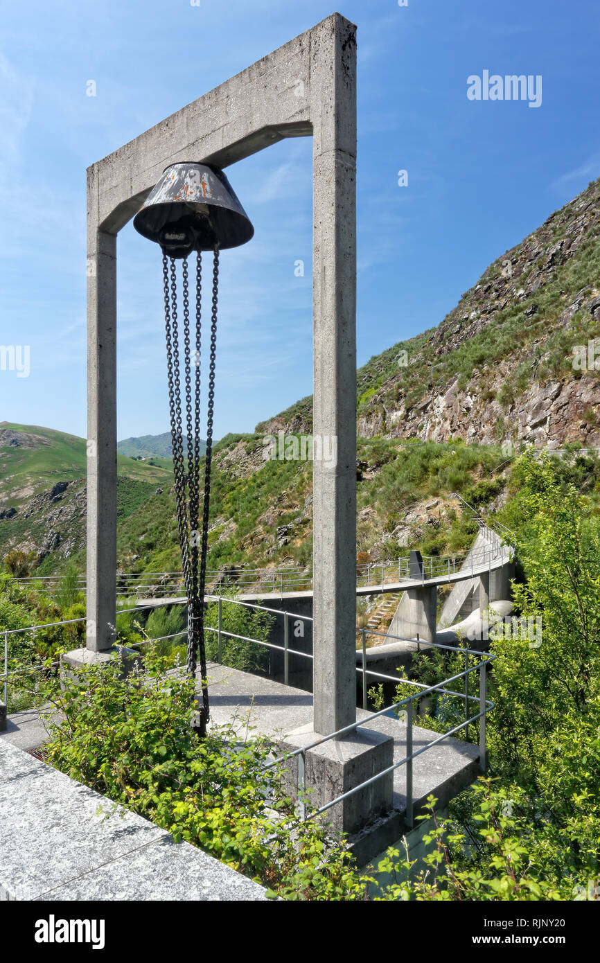 Details of a small dam from the north of Portugal in spring. National ...