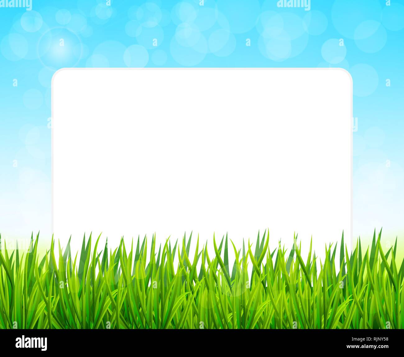 Paper sheet on background with green grass and blue sky vector Stock ...