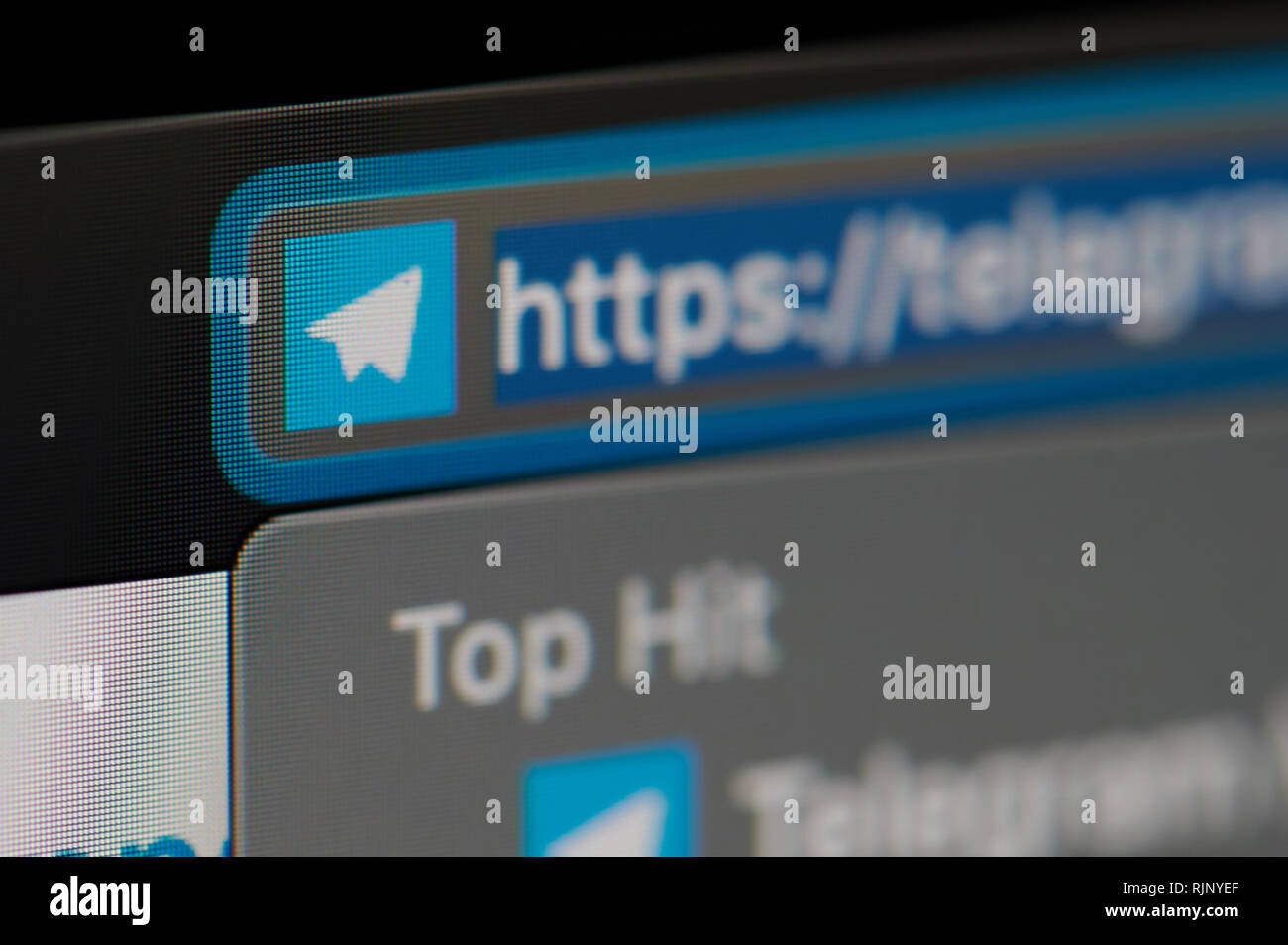 New york, USA - february 6, 2019: Telegram messenger icon on official ...