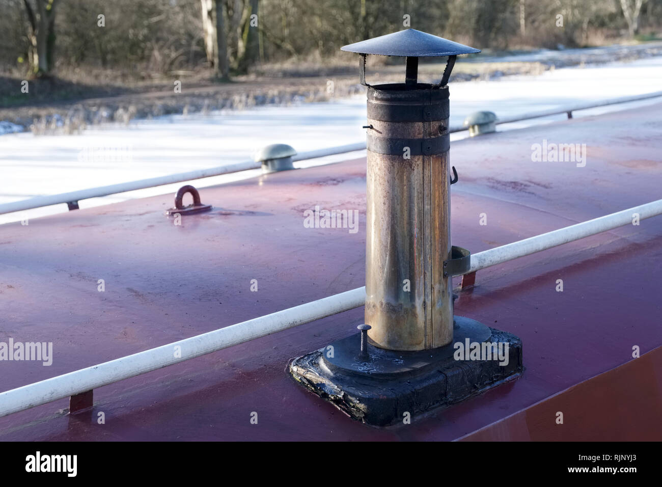 Barge canal boat boiler stainless steel flue chimney terminal Stock ...