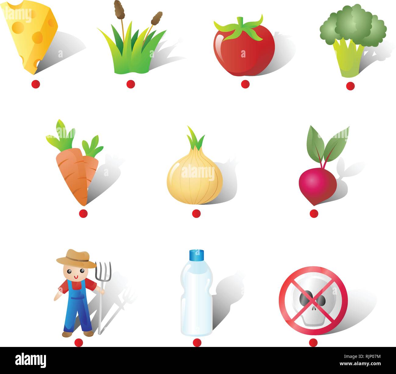 A vector illustration of Farm and Vegetables Icons Stock Vector Image ...