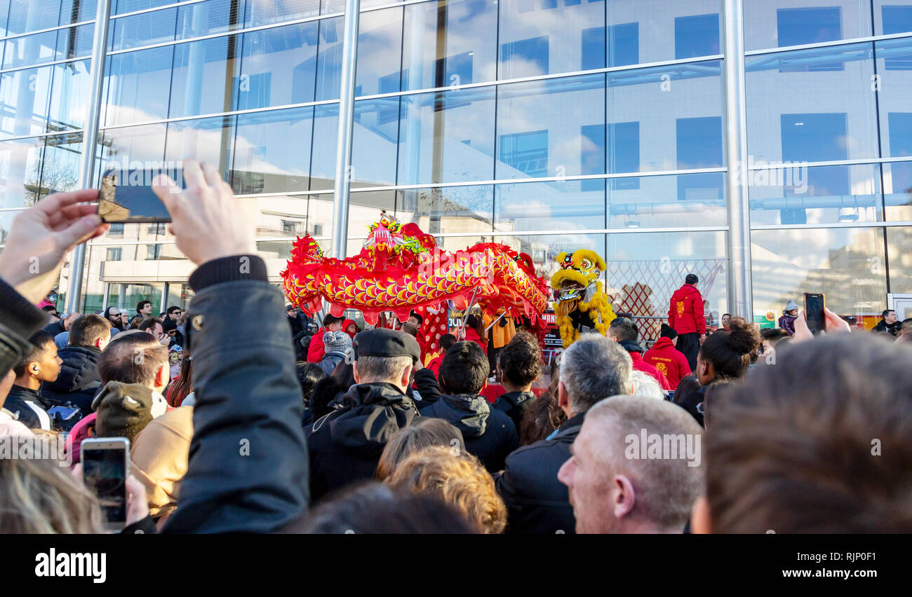 Noisy-le-Grand, France - February 18,2018: View from the crowd of ...