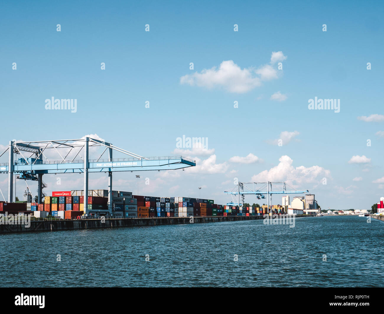 Strasbourg, France - Sep 1, 2018: View of metal freight containers on ...