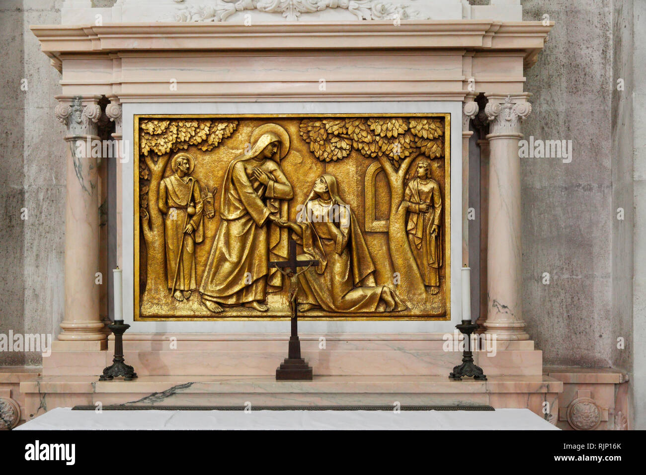 Bas-relief of the Basilica of Fatima representing one of the fourteen ...