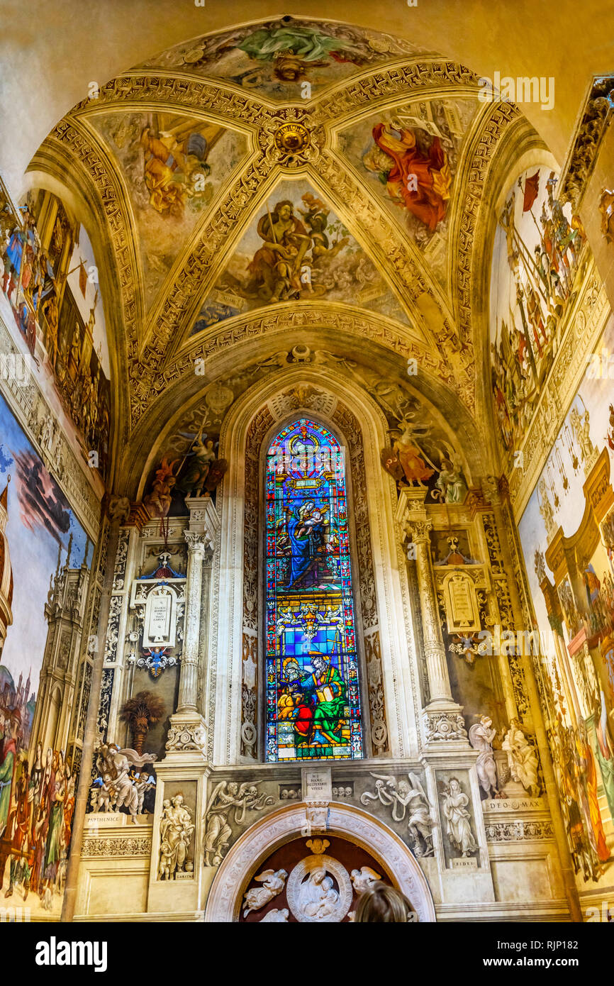 Virgin Mary Stained Glass Window Frescoes Chapel Santa Maria Novella ...