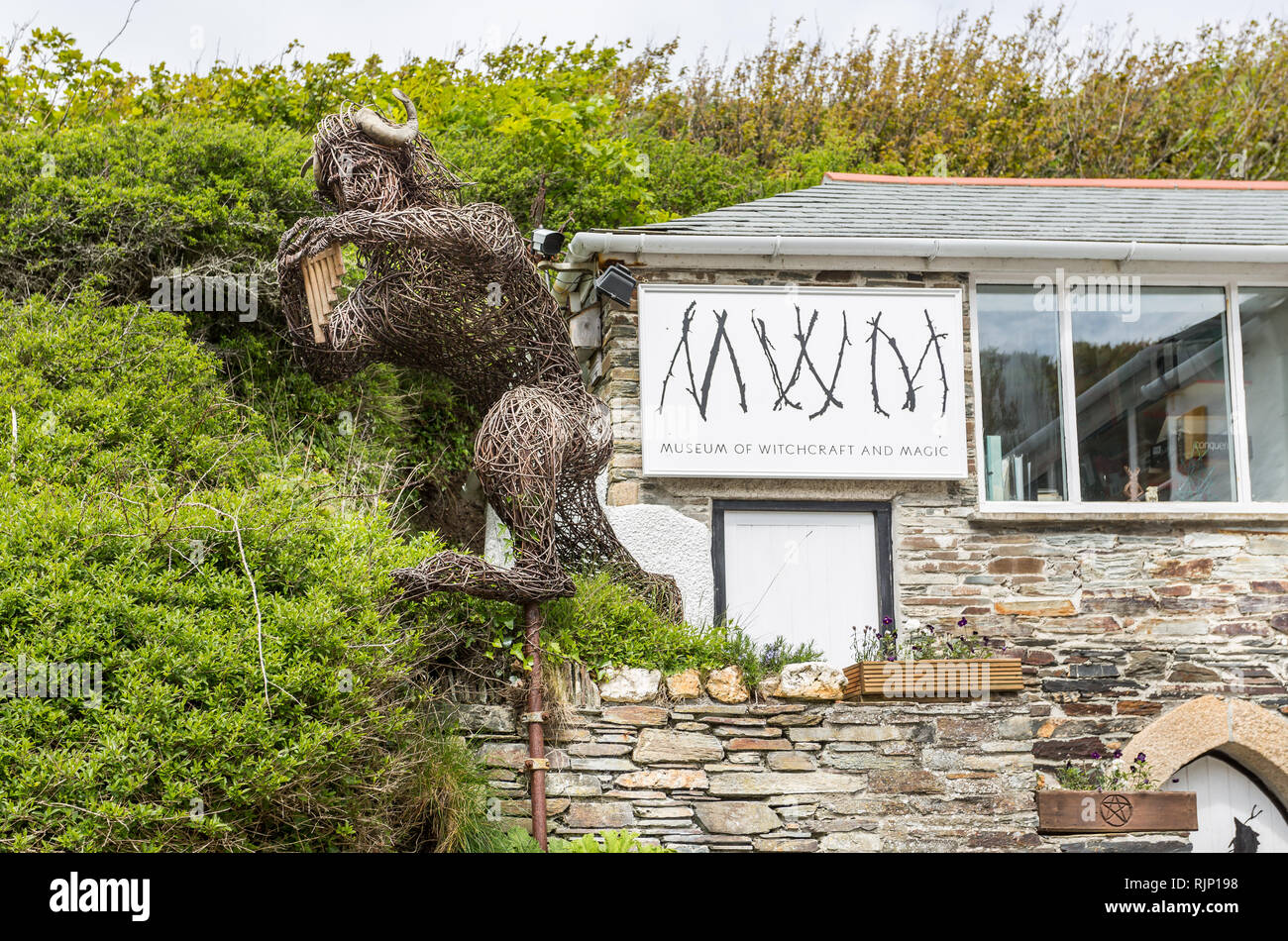 Wicker statue of horned man with pan flutes outside Museum of ...