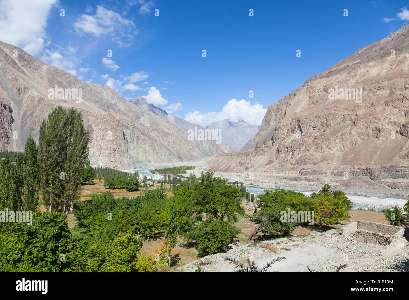 Turtuk village and Shyok River (view from area of Buddhist Gompa in ...