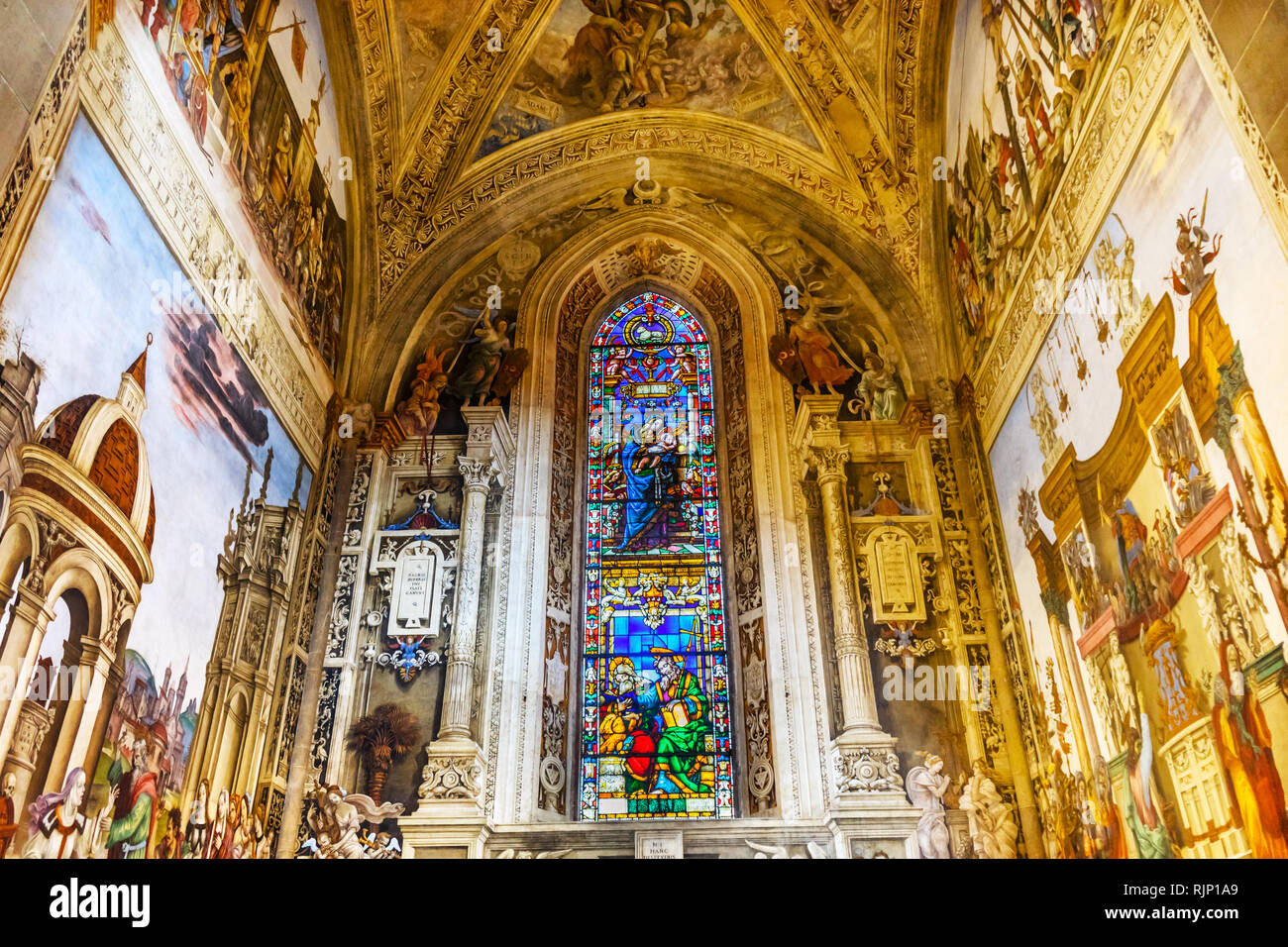 Virgin Mary Stained Glass Window Frescoes Chapel Santa Maria Novella ...