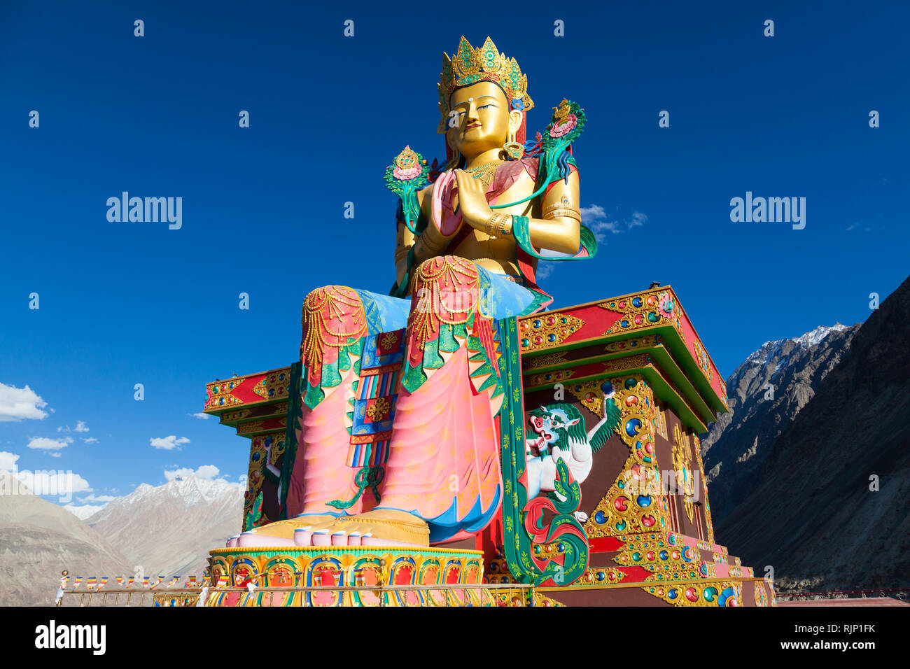 Large statue of Jampa (Maitreya) Buddha near Diskit Gompa (also known ...