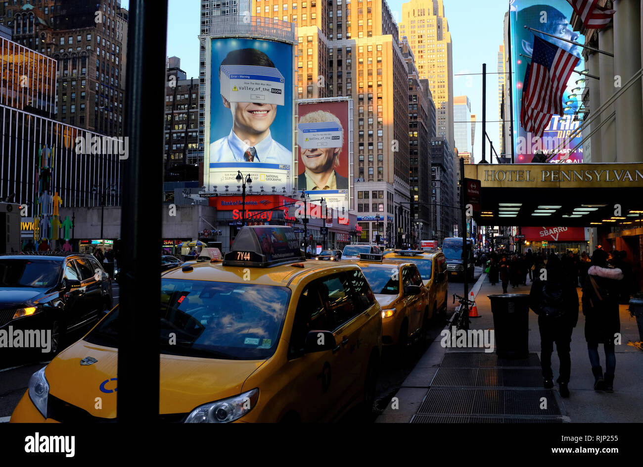 Late afternoon rush hour time at 7th Avenue near Penn Station and ...