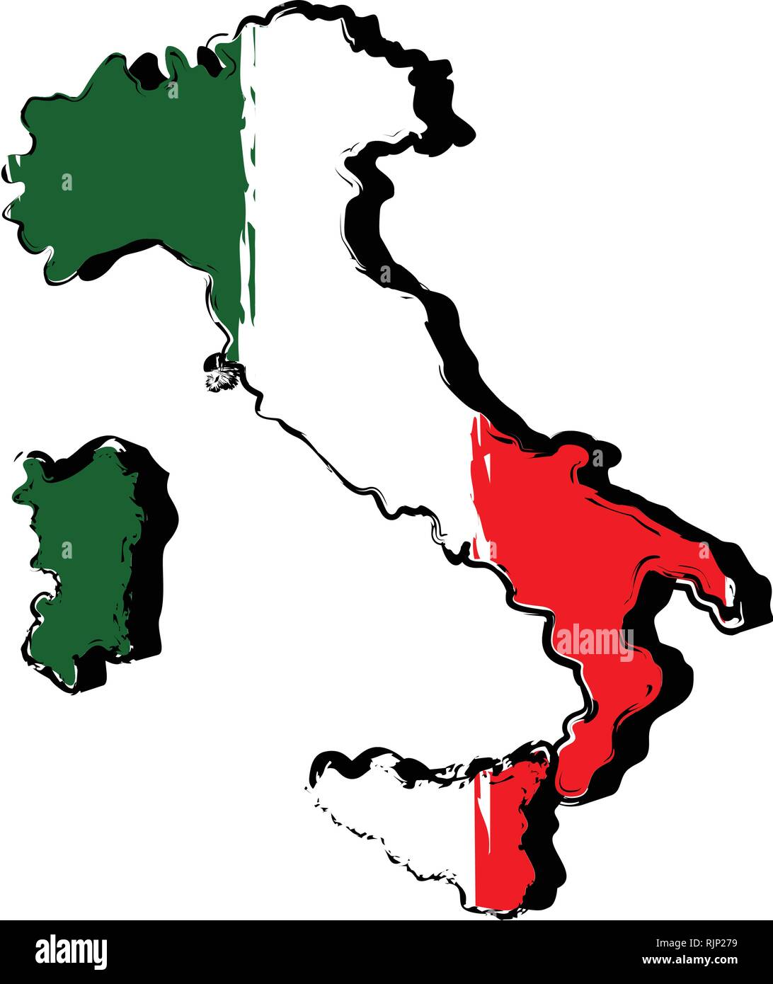 Map of Italy with flag Stock Vector Image & Art - Alamy
